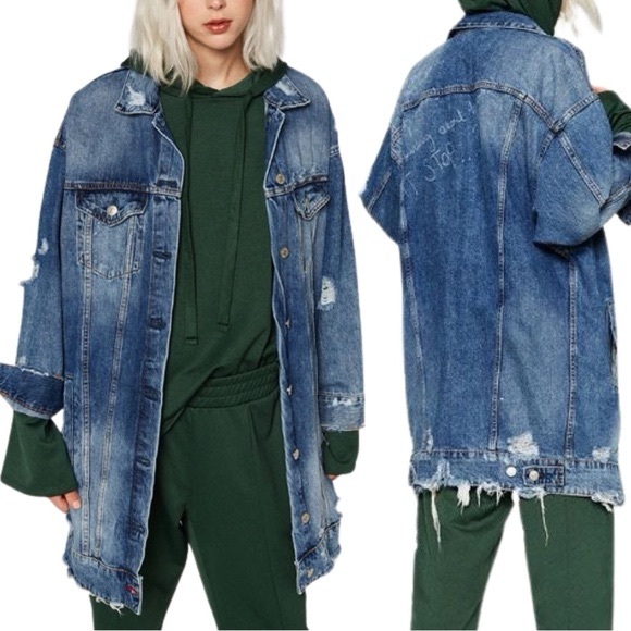 Zara | Jackets & Coats | Zara Oversized Distressed Denim Jacket | Poshmark